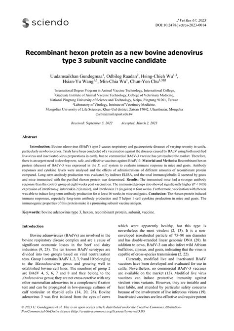 Pdf Recombinant Hexon Protein As A New Bovine Adenovirus Type 3