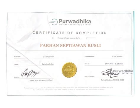 Purwadhika Data Analytics Certificate