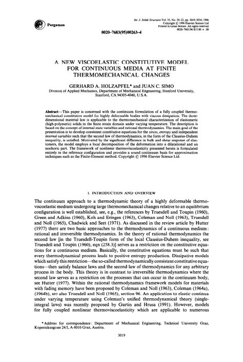 Pdf A New Viscoelastic Constitutive Model For Continuous Media At