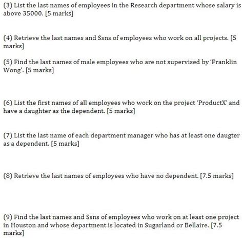 Solved Solve All Queries Below On The Company Schema Using