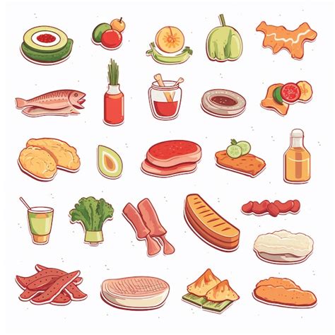 음식 터 디자인 레스토랑 메뉴 아이콘 일러스트 햄버거 피자 세트 식사 그래픽 음료 프리미엄 Ai 생성 벡터