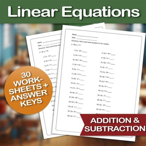 Linear Equations Addition And Subtraction By Teaching Timesavers With Matt