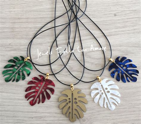 Acrylic Monstera Leaf Pendant Necklace Tropical Jewelry Etsy