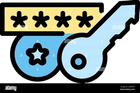 Password Authentication Icon Outline Password Authentication Vector Icon Color Flat Isolated