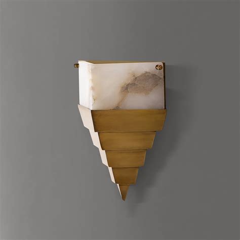 Pythagoras Wall Light In Alabaster And Brass Wall Lights Wooden Wall