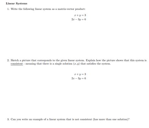 Solved 1 Write The Following Linear System As A
