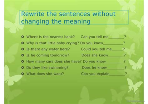 Embedded Indirect Questions Grammar English ESL Powerpoints