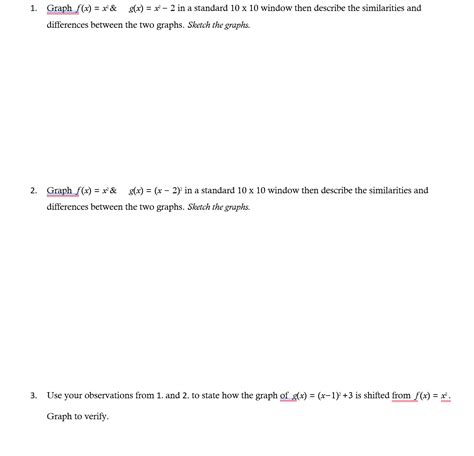 solved graph f x x2and g x x2 2 ﻿in a standard 10×10 ﻿window