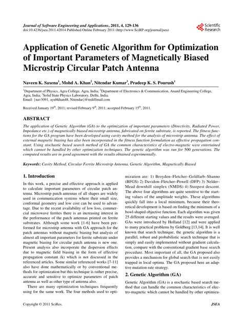Pdf Application Of Genetic Algorithm For Optimization Of Important