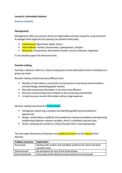 Lecture 6 Information Systems Business Analytics Lecture 6 Informa琀椀on Systems Business Analy