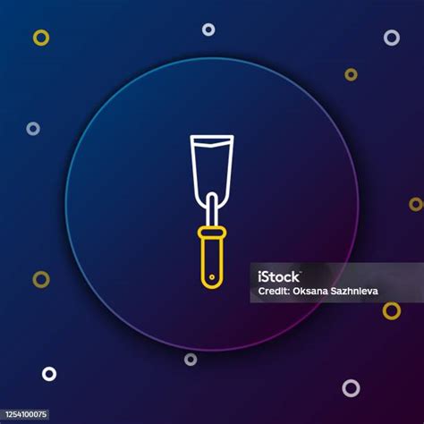 파란색 배경에 격리 된 라인 퍼티 나이프 아이콘 주걱 수리 도구 스패클링 또는 페인트 악기 다채로운 개요 개념 벡터 개념에 대한 스톡 벡터 아트 및 기타 이미지 Istock
