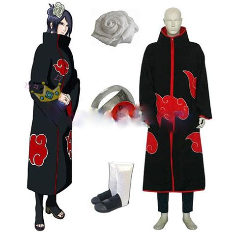 Anime Naruto Akatsuki Konan Deluxe Cosplay Costume 4 In 1 Set