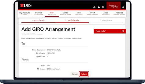 Set Up A GIRO Arrangement DBS Singapore