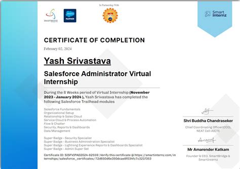 yash shrivastava on linkedin smartinternz salesforce