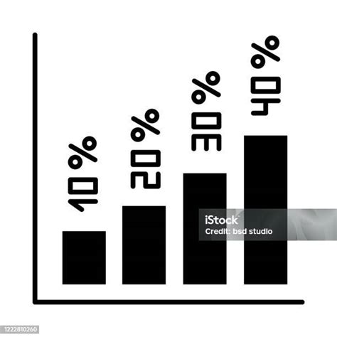 수직 히스토그램 글리프 아이콘입니다 금리 세그먼트 막대 증가 상승 차트 그래프 숫자 성장 비즈니스 다이어그램 실루엣 기호입니다