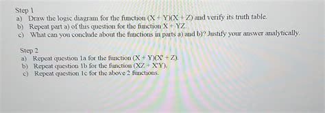 solved step 1 a draw the logic diagram for the function