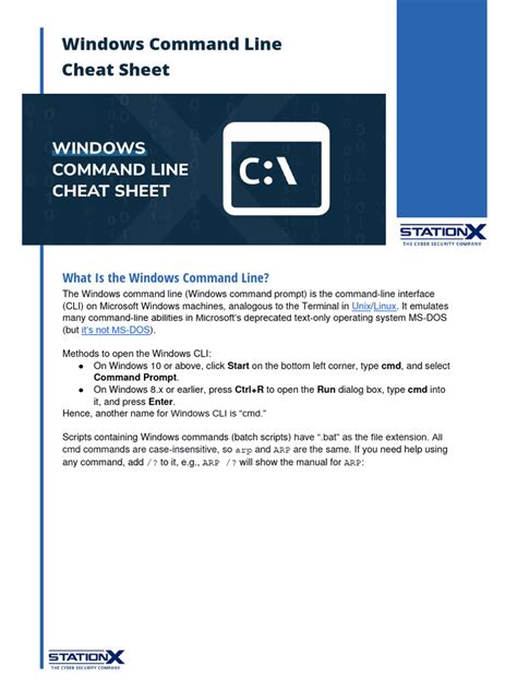 Windows Command Line Cheat Sheet Pdf Command Line Interface