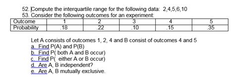 solved 52 compute the interquartile range for the following