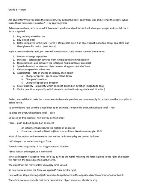 September 7 Lesson Pdf Force Euclidean Vector