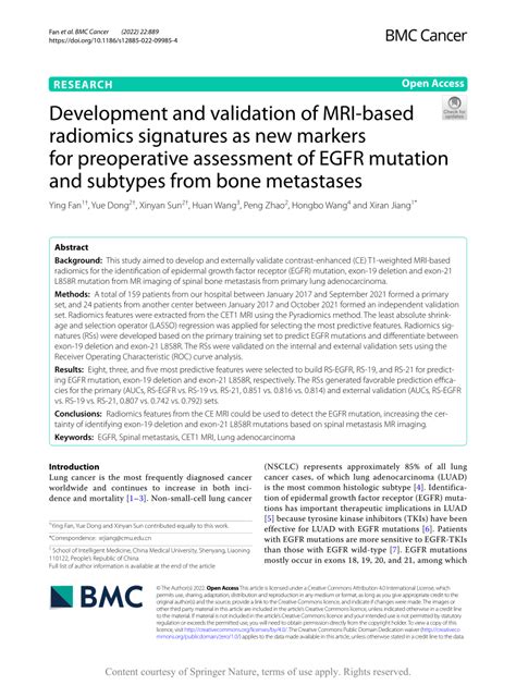 Pdf Development And Validation Of Mri Based Radiomics Signatures As