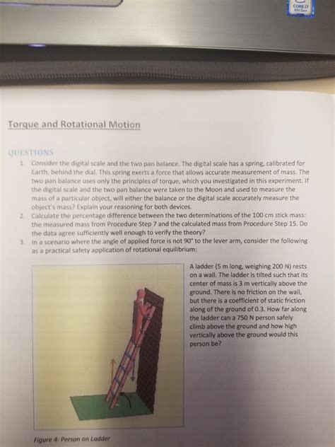 Solved Torque And Rotational Motion PART Chegg