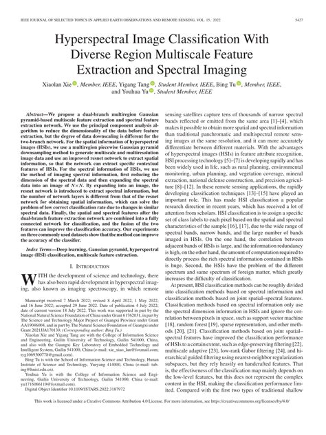 PDF HyperspectraI Image Classification With Diverse Region Multiscale Feature Extraction And