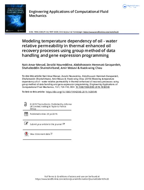pdf modeling temperature dependency of oil water relative
