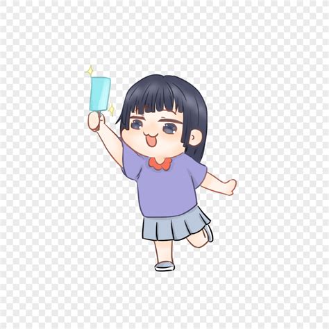 어린 소녀가 아이스크림을 먹고 Png 일러스트 무료 다운로드 Lovepik