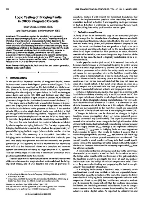 Pdf Logic Testing Of Bridging Faults In Cmos Integrated Circuits