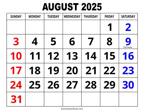 Free Printable Calendar August 2025 Word Calendar Printable