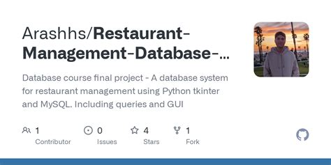 Github Arashhsrestaurant Management Database With Gui Using Python