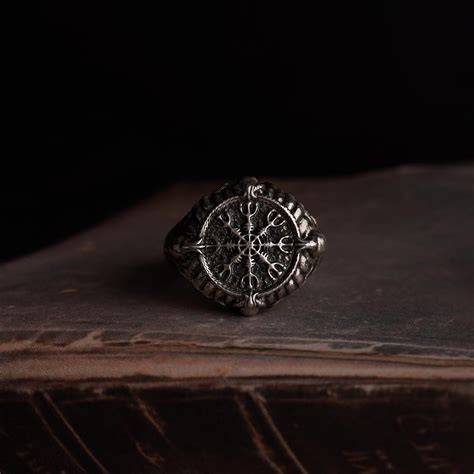 Viking Compass Ring Norse Vegvisir Ring For Men Nordic Symbol Silver