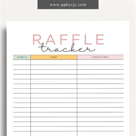 Raffle Ticket Tracker Printable Pdf Fundraiser And Giveaway Organizer