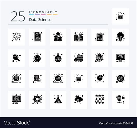 Data Science Solid Glyph Icon Pack Including Vector Image