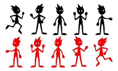 Vecteur De Jeu De Caractères Stick Man Vecteur Premium