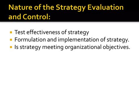 Strategic Evaluation And Control Ppt