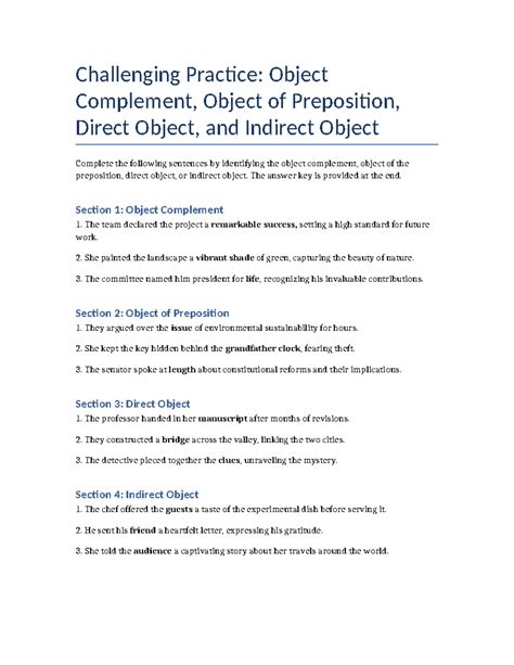 Challenging Practice Object Exercise With Answers Challenging