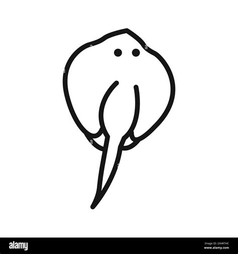 Stingray Icon Black Line Art Vector In Black And White Outline Set Collection Sign Stock Vector