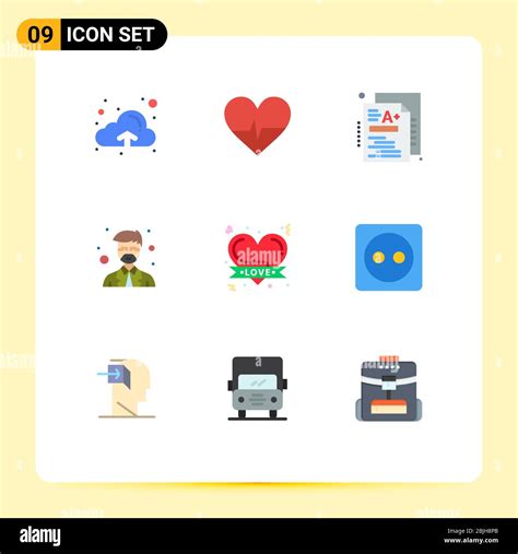 Stock Vector Icon Pack Of 9 Line Signs And Symbols For Romantic Heart