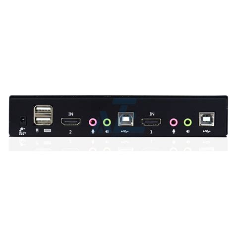 Port Desktop HDMI KVM Switch With USB Peripheral Audio Cables Included AZE