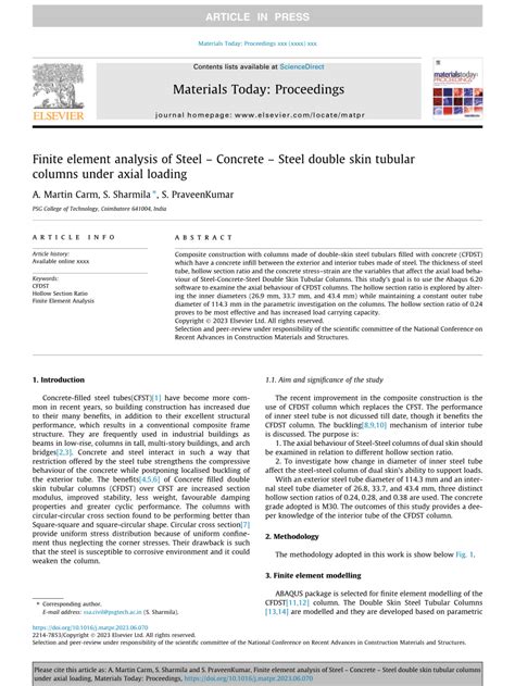 Pdf Finite Element Analysis Of Steel Concrete Steel Double Skin Tubular Columns Under