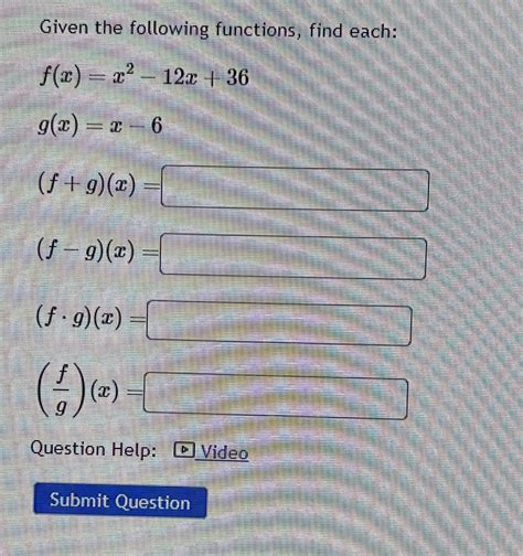 solved given the following functions find