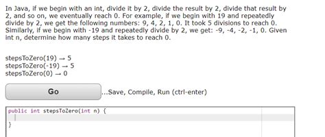 solved in java if we begin with an int divide it by 2