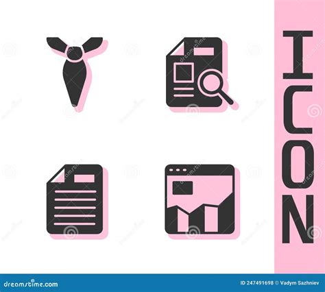 Set Graph Chart Infographic Tie File Document And Document With Icon Vector Stock