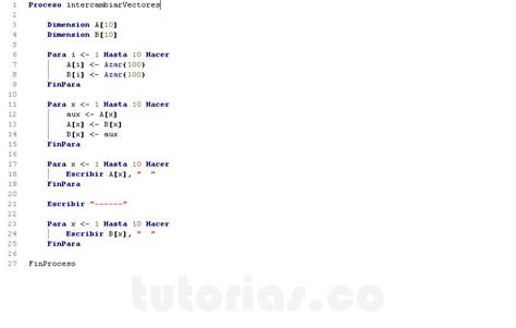 Arreglos Pseint Intercambiar Vectores