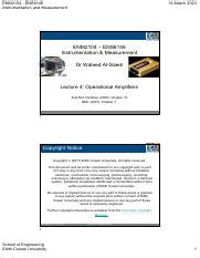 Fundamentals Of Operational Amplifiers Lecture With Dr Course Hero