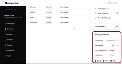 edit the php version of your elementor hosting site elementor