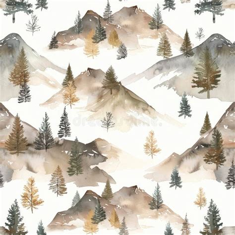 Landscape Watercolor Pattern With Serene Scenery And Soft Tones Abstract Nature Background