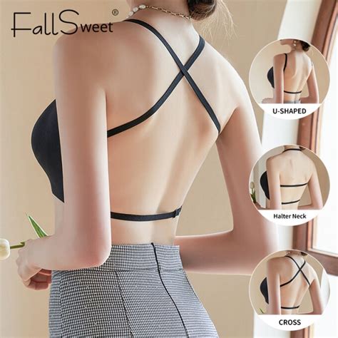 Fallsweet Women S Sexy Backless Bras Seamless Wire Free Bralette Push Up Underwear Female Deep U