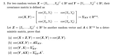 Solved For Two Random Vectors X X Xp ER And Y Chegg